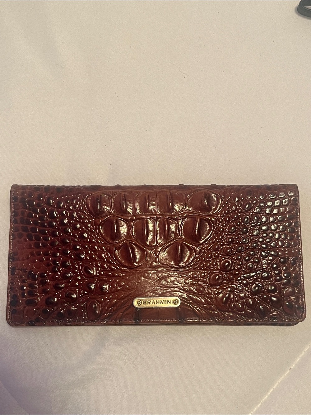 Brahmin | Bags | Brahmin Crocembossed Continental Wallet In Deep Brown ...
